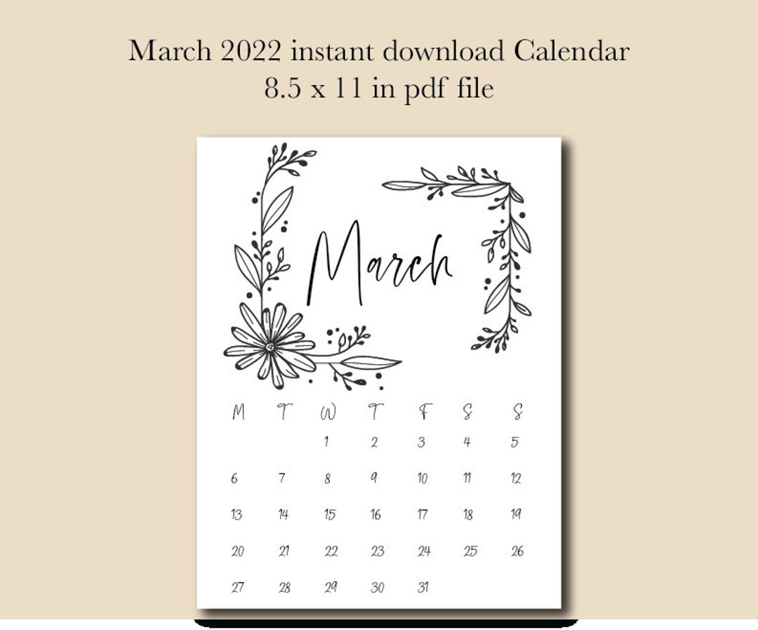 March 2022 Calendar Printable Pdf