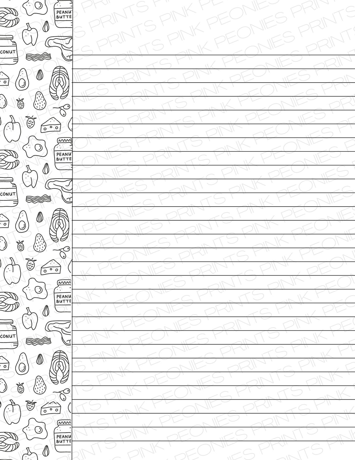 6 Unique Downloadable Food Note Taking Pages Featuring Coloring Page ...