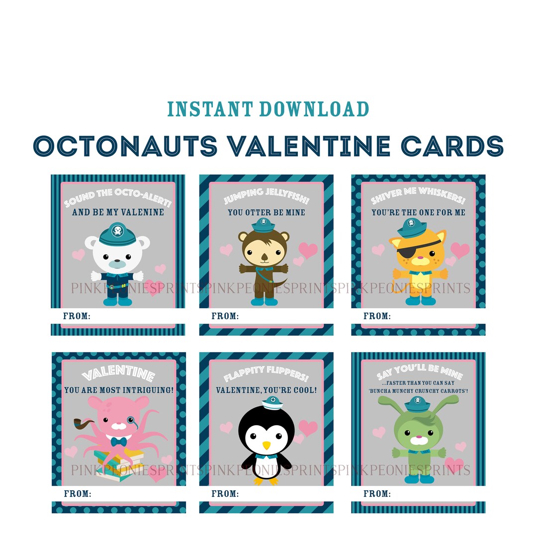 Octonauts Instant Download Printable Valentines Day Cards, Kids ...