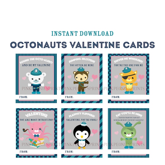 Octonauts Instant Download Printable Valentines Day Cards | Etsy Australia