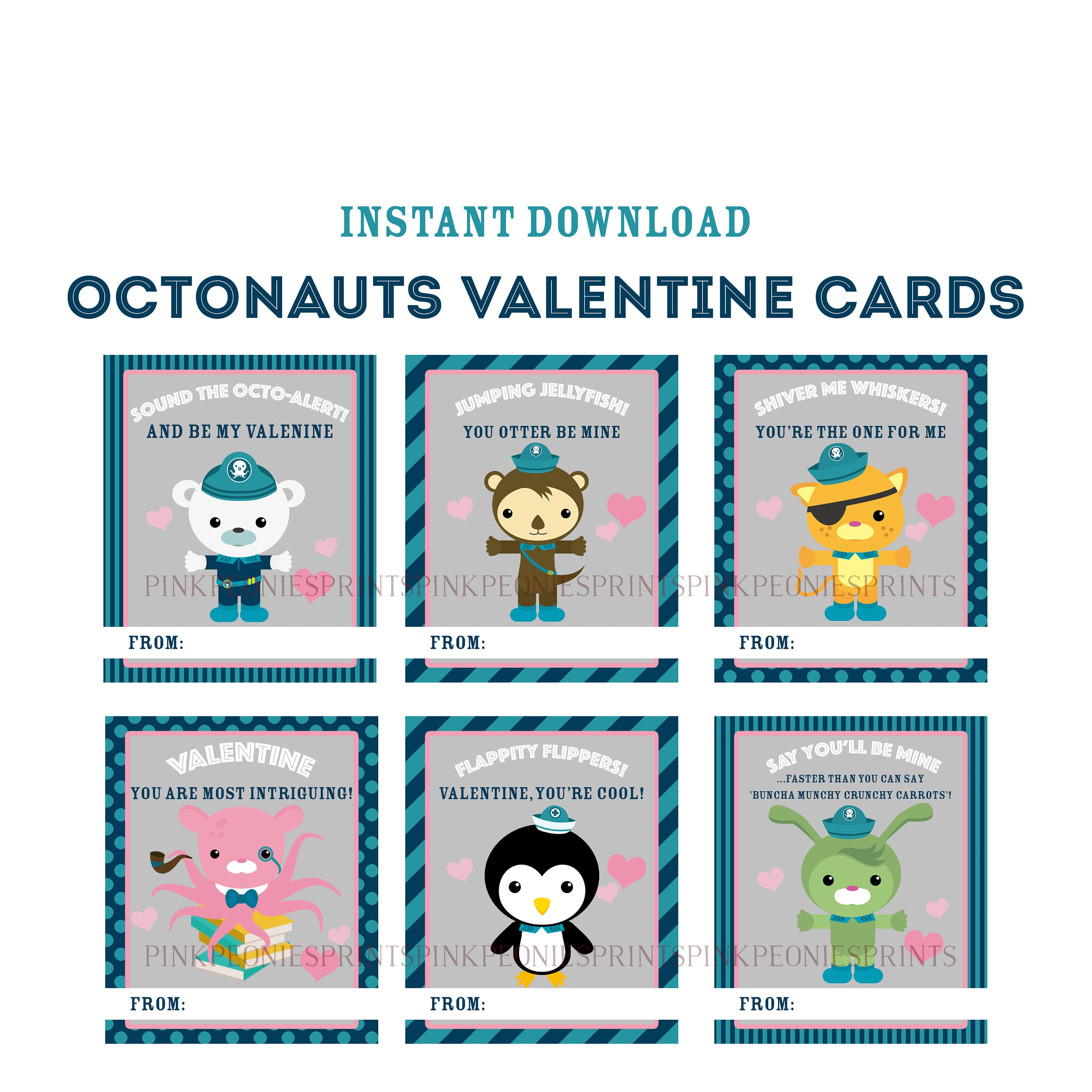 Octonauts Instant Download Printable Valentines Day Cards, Kids ...