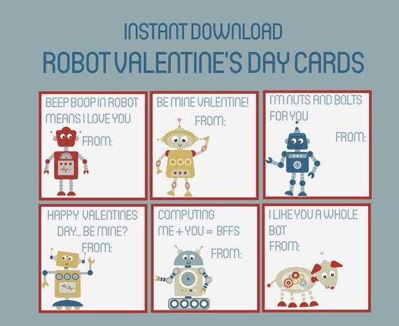 Robot Valentine Printable Labels