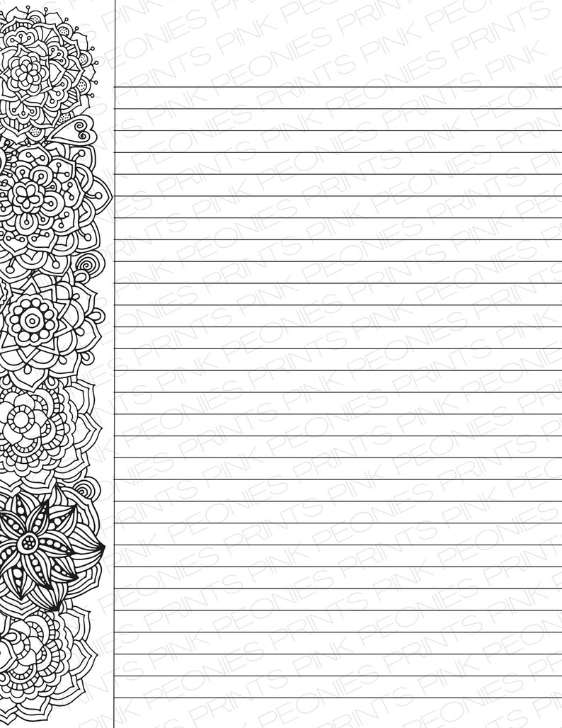 6 Unique Downloadable Note Taking Pages Featuring Coloring Page Margins ...