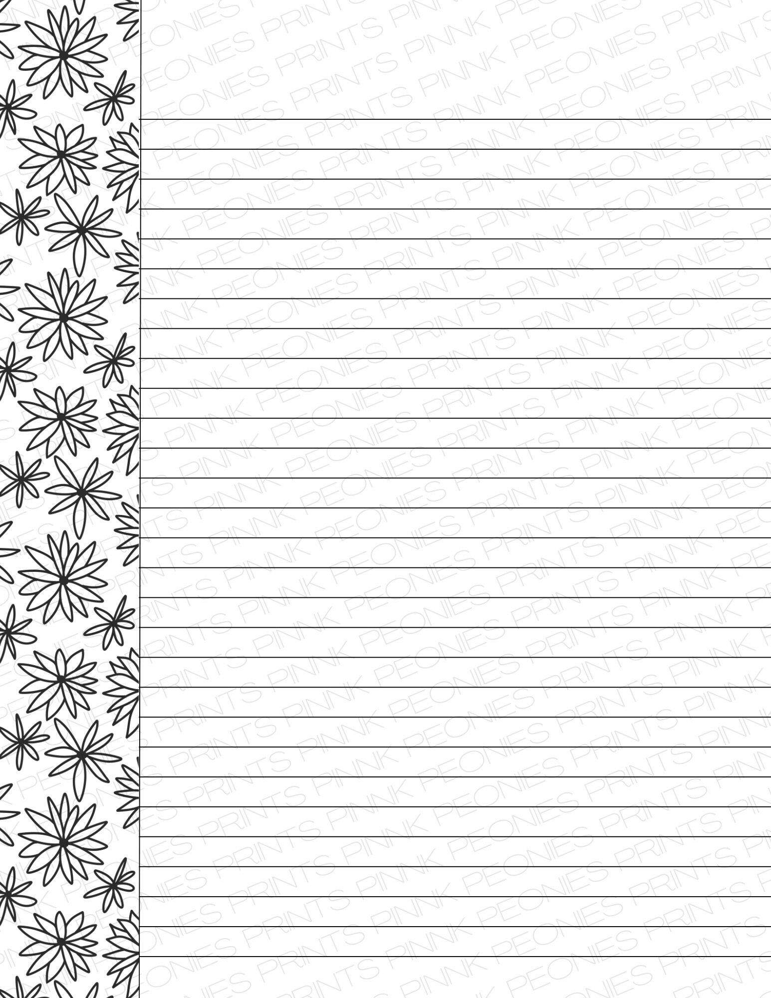 6 Unique Downloadable Floral Notetaking Pages Featuring Coloring Page ...