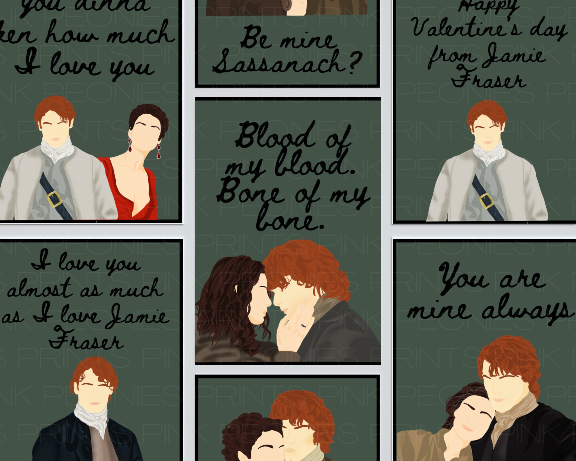 6 Outlander Instant Download Printable Valentines Day Cards, Kids ...