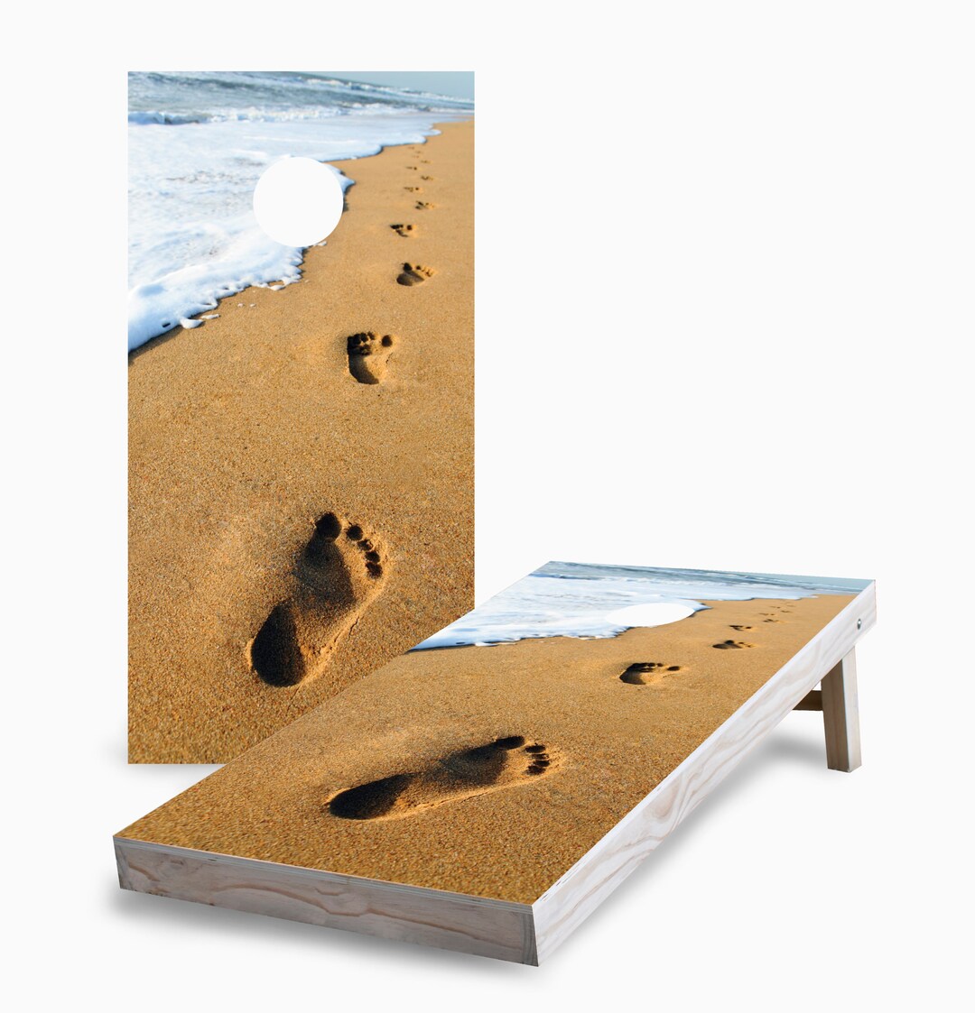Footprints on the Beach 2x4 Cornhole Set Outdoor Lawn Game Perfect for ...
