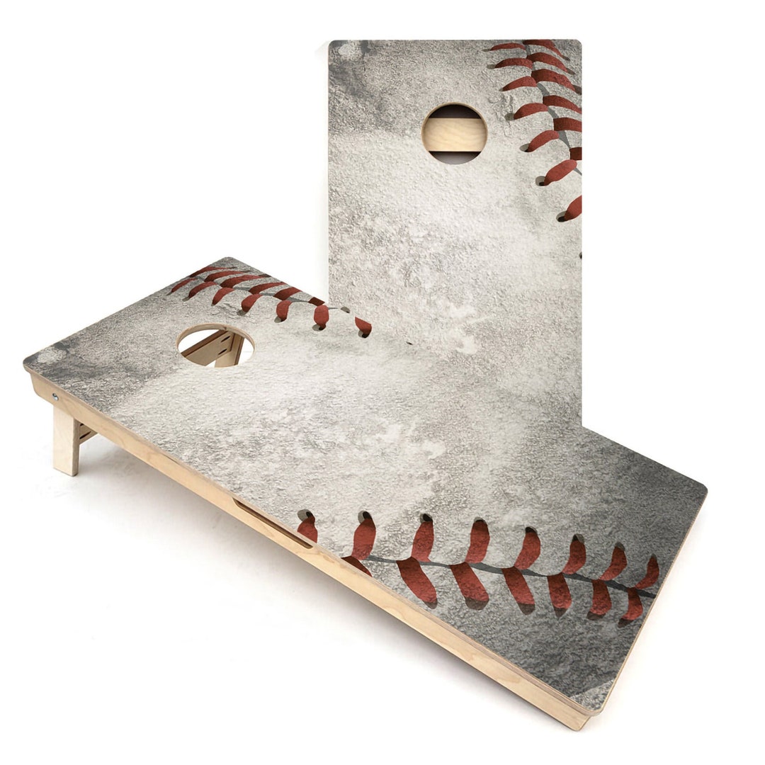 Worn Baseball Cornhole Boards - Official Regulation Size Cornhole Set ...