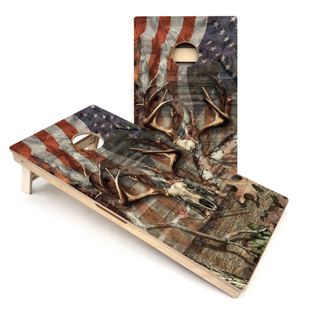 Deer Skull Flag Cornhole Board Set: Regulation Size, All-weather PVC - Etsy