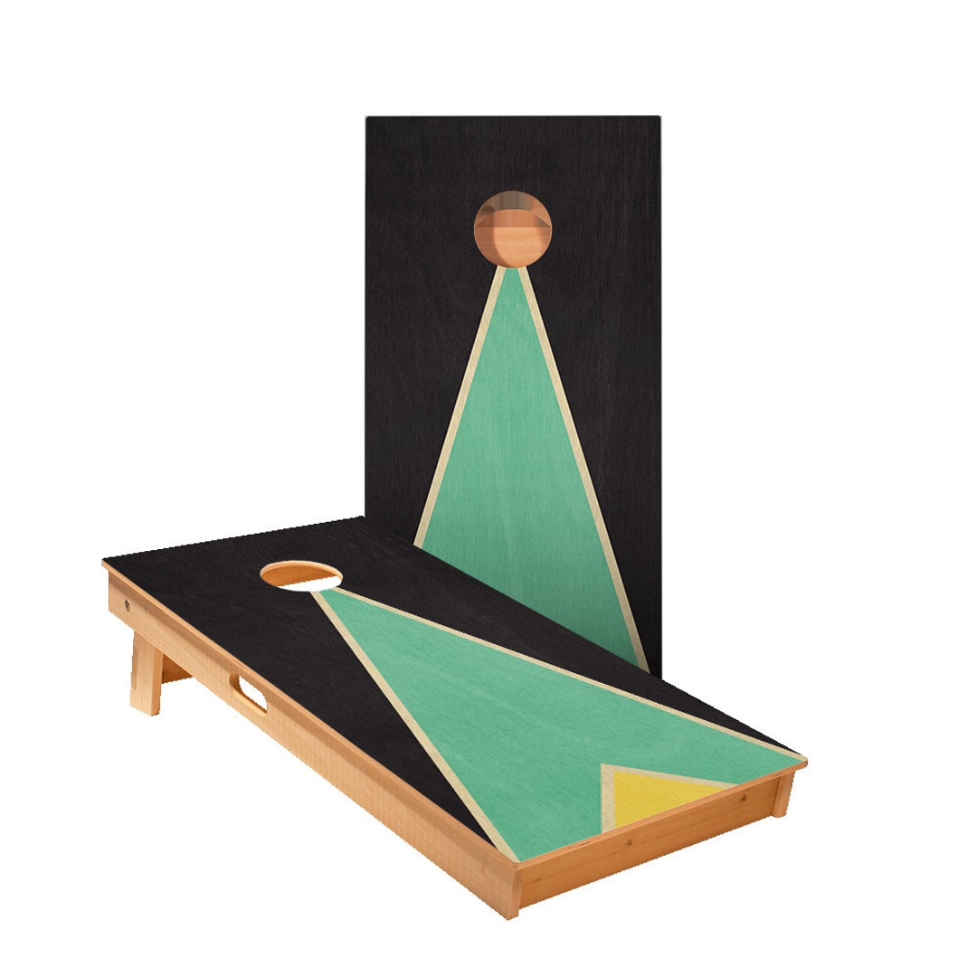 Retro Triangle Black Teal Yellow Cornhole Boards - ACA Star Series ...