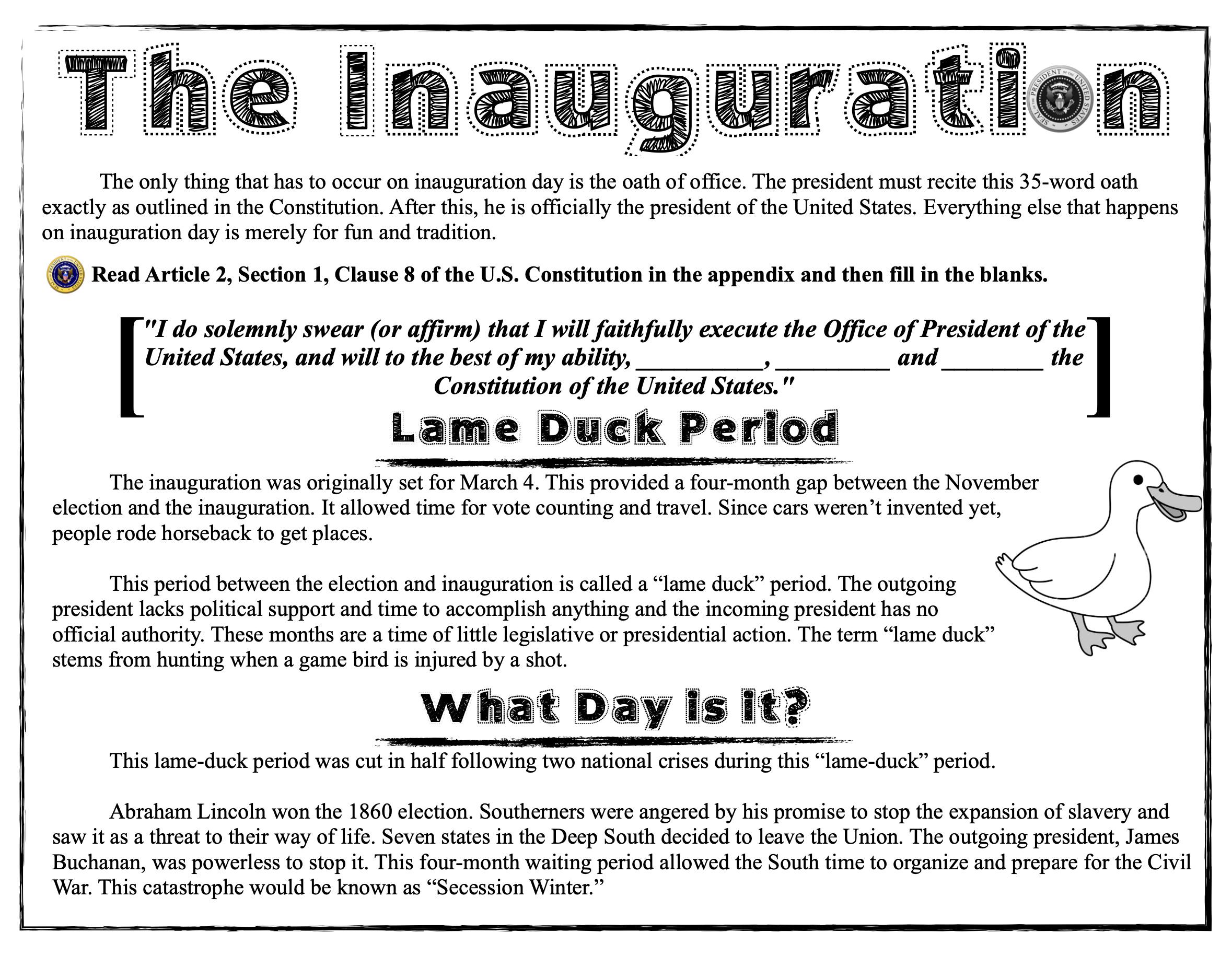 Inauguration Homeschooling Unit Study | American History, Presidents ...