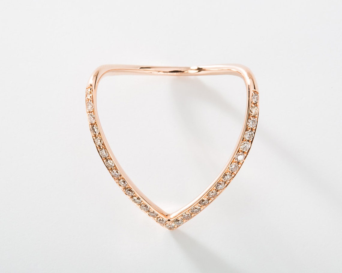 Wide V-shape Diamond Ring - Etsy