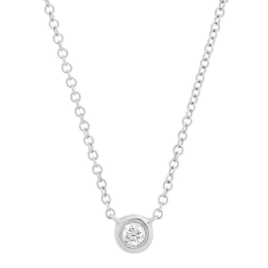 Round Diamond Bezel Setting Necklace (3 Gold Colors) - Etsy