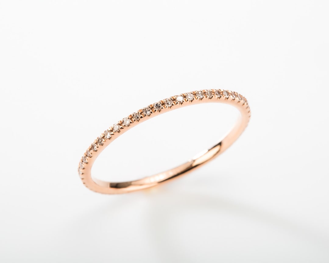 Rose Gold Stackable Diamond Ring (wedding Band) - Etsy