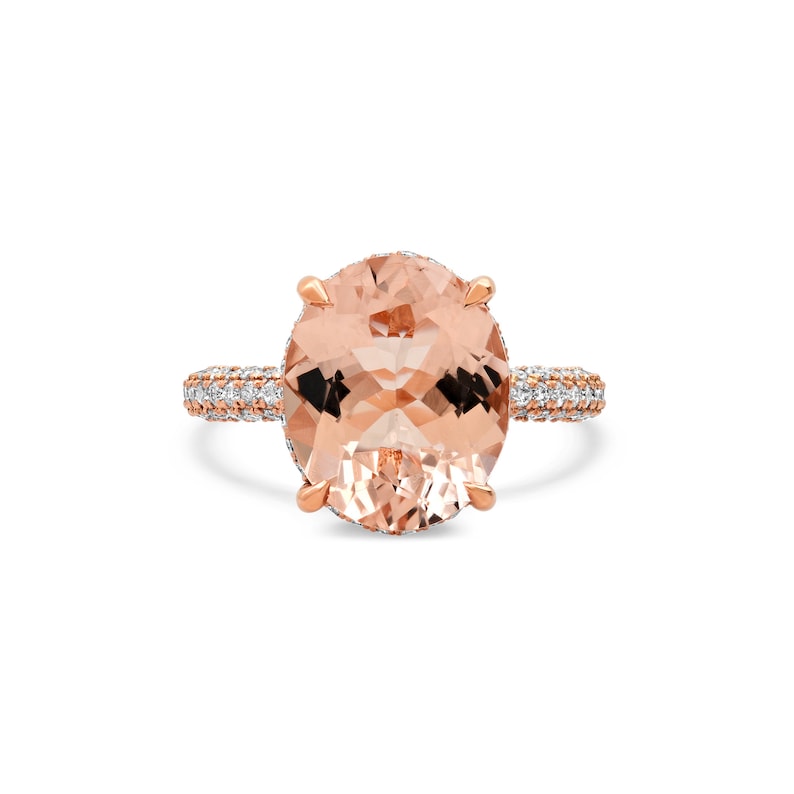Oval Shape Peach Morganite Double Side Halo Ring - Etsy