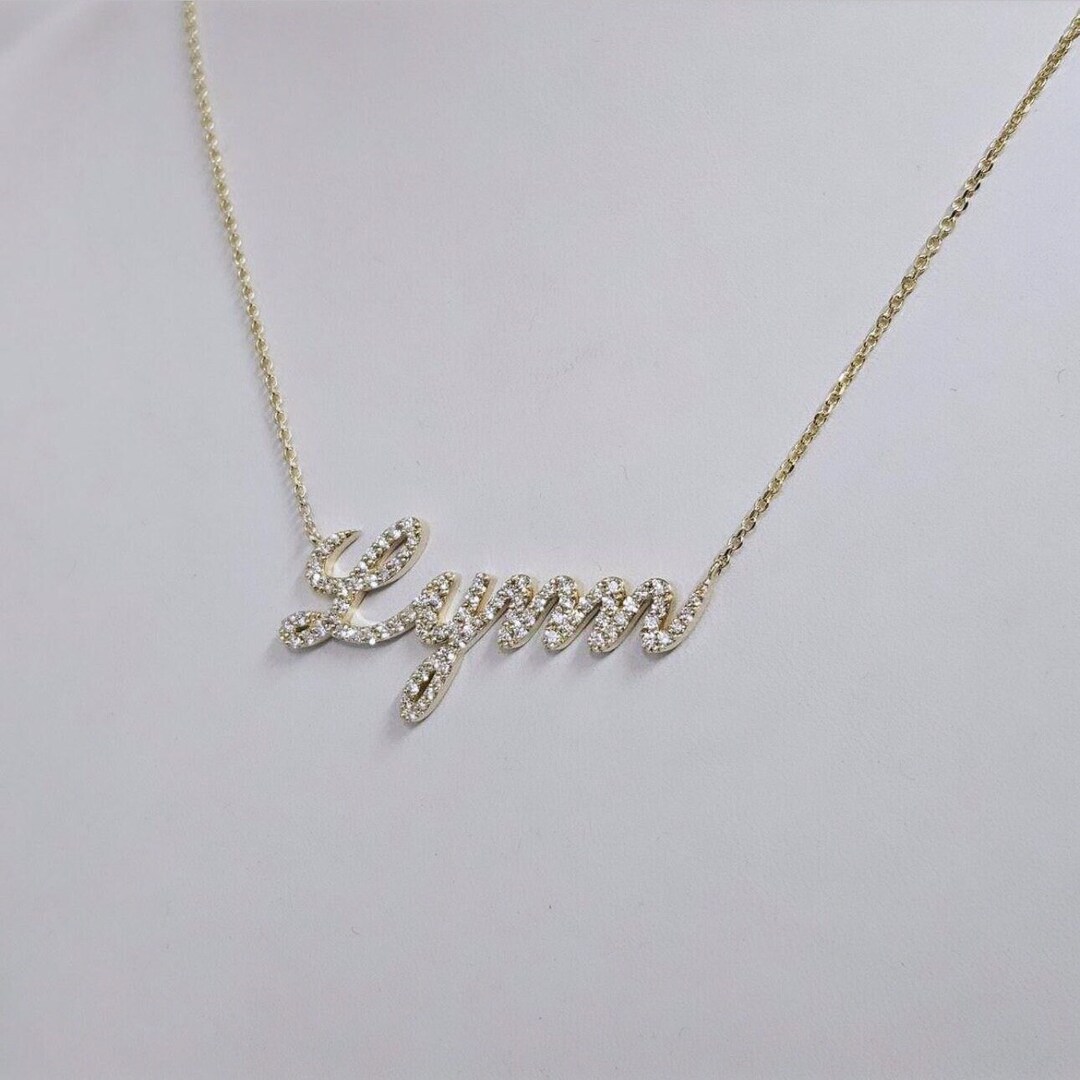 SPECIAL Luxury Cursive Letter Diamond Custom "name" Pendent Necklace ...