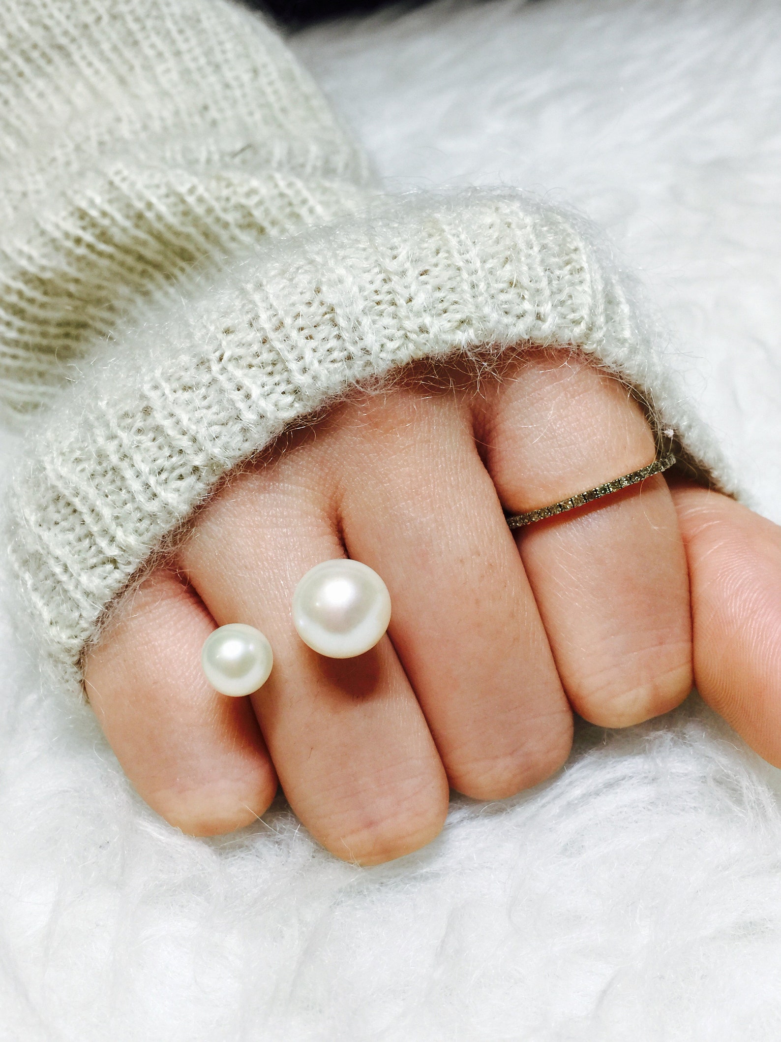 Fresh Water Pearl Ring With Diamonds Side Ring - Etsy