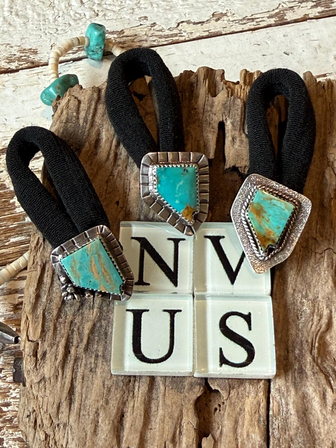 Silver Hair Tie With Turquoise Nevada Stone - Etsy