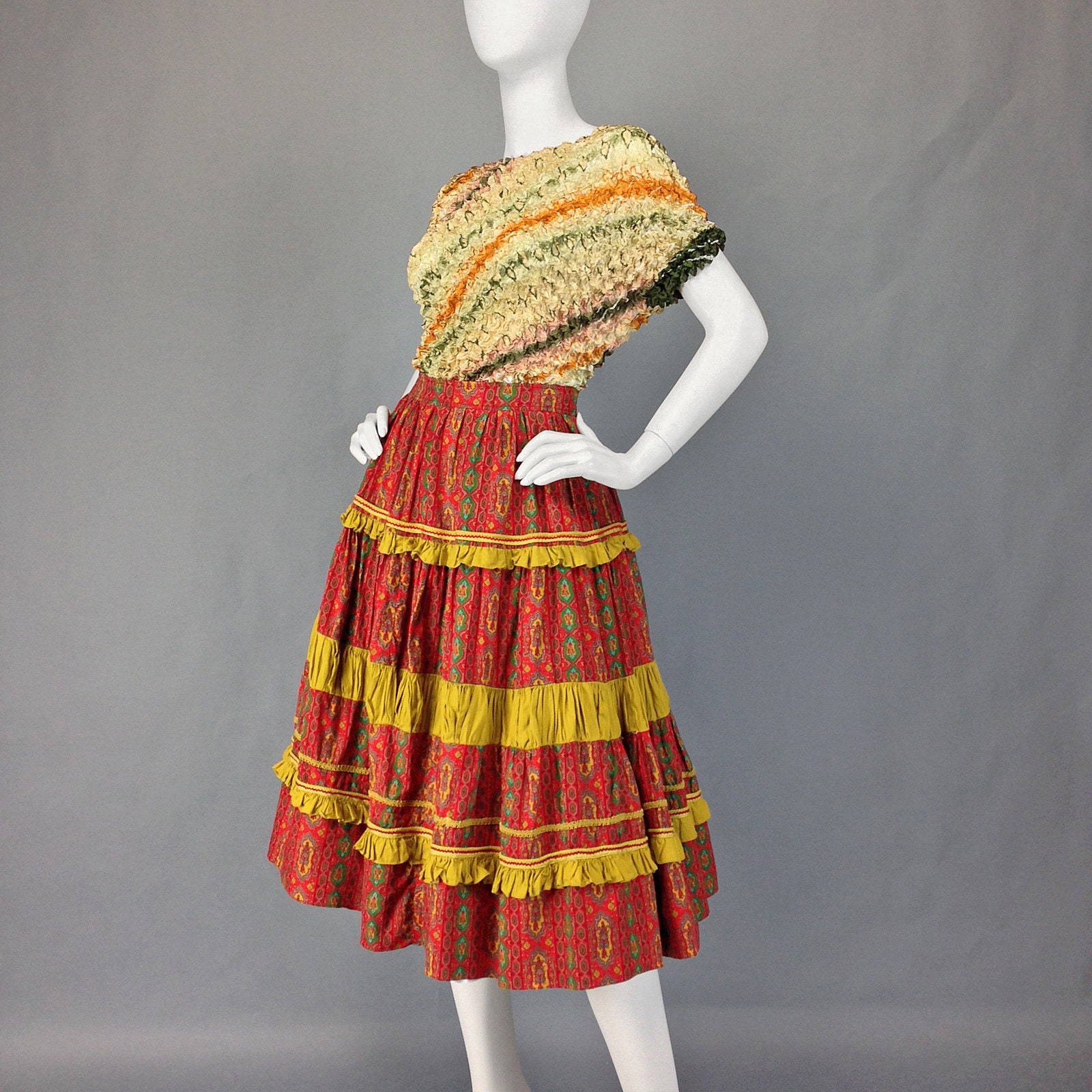 Vintage 50s Patio Skirt Mexican Fiesta Skirt Rockabilly | Etsy
