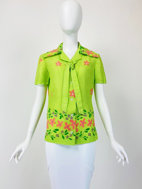 Vintage 60s Mod Top, Flower Power Top, Wide Collar Sh… - Gem