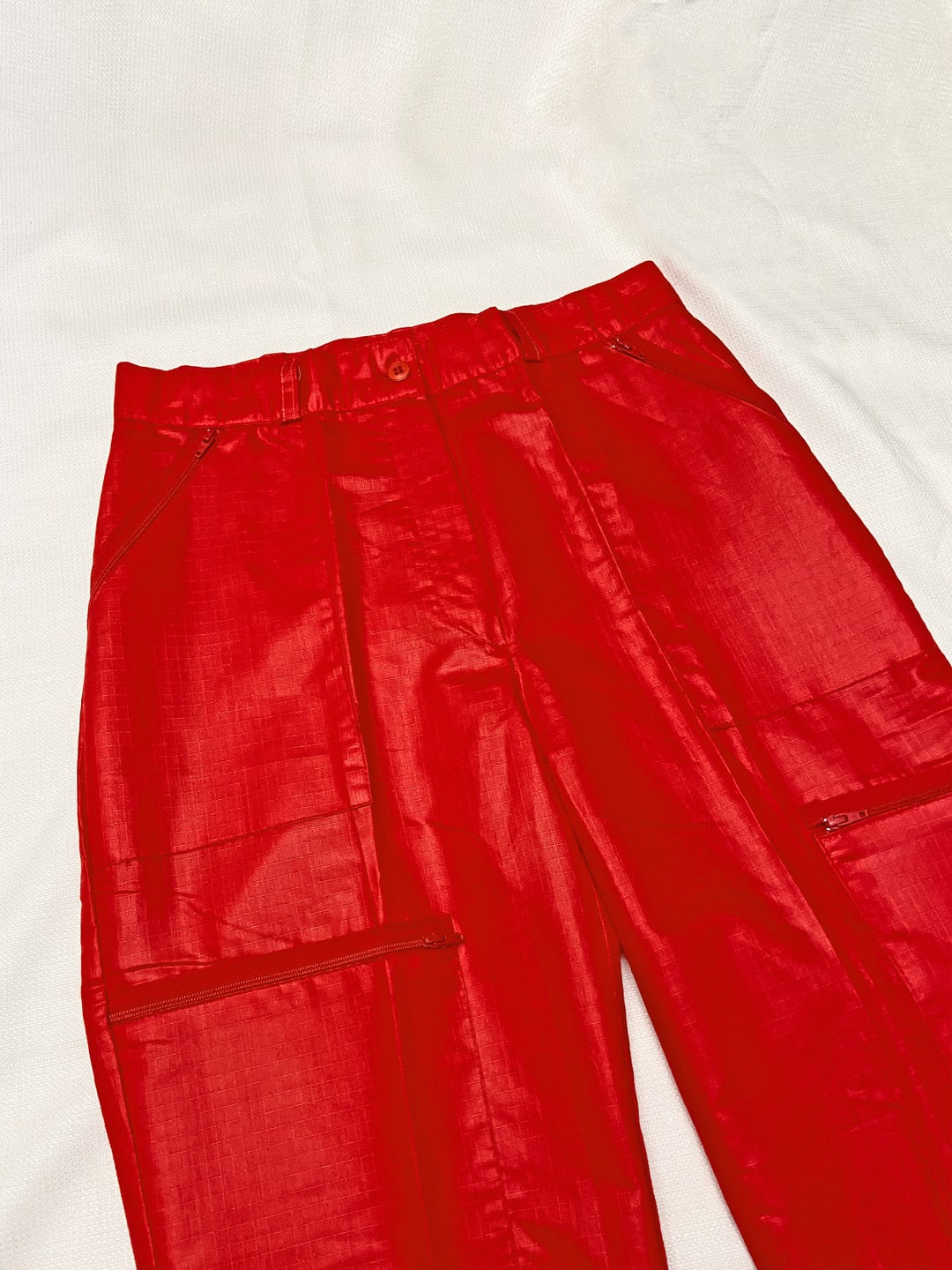 Vintage 70s Disco Pants, Shiny Glossy Pants, Zipper Cargo Retro Pants ...