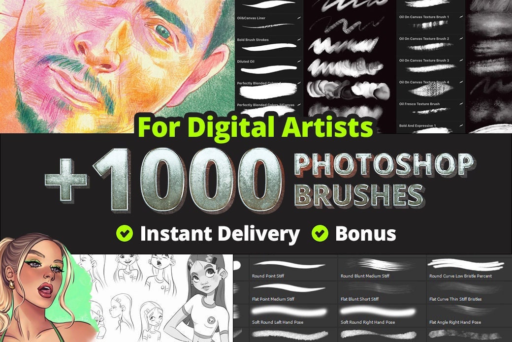 Digital Artist Bundle With More Than +1000 Photoshop Brushes Set ...