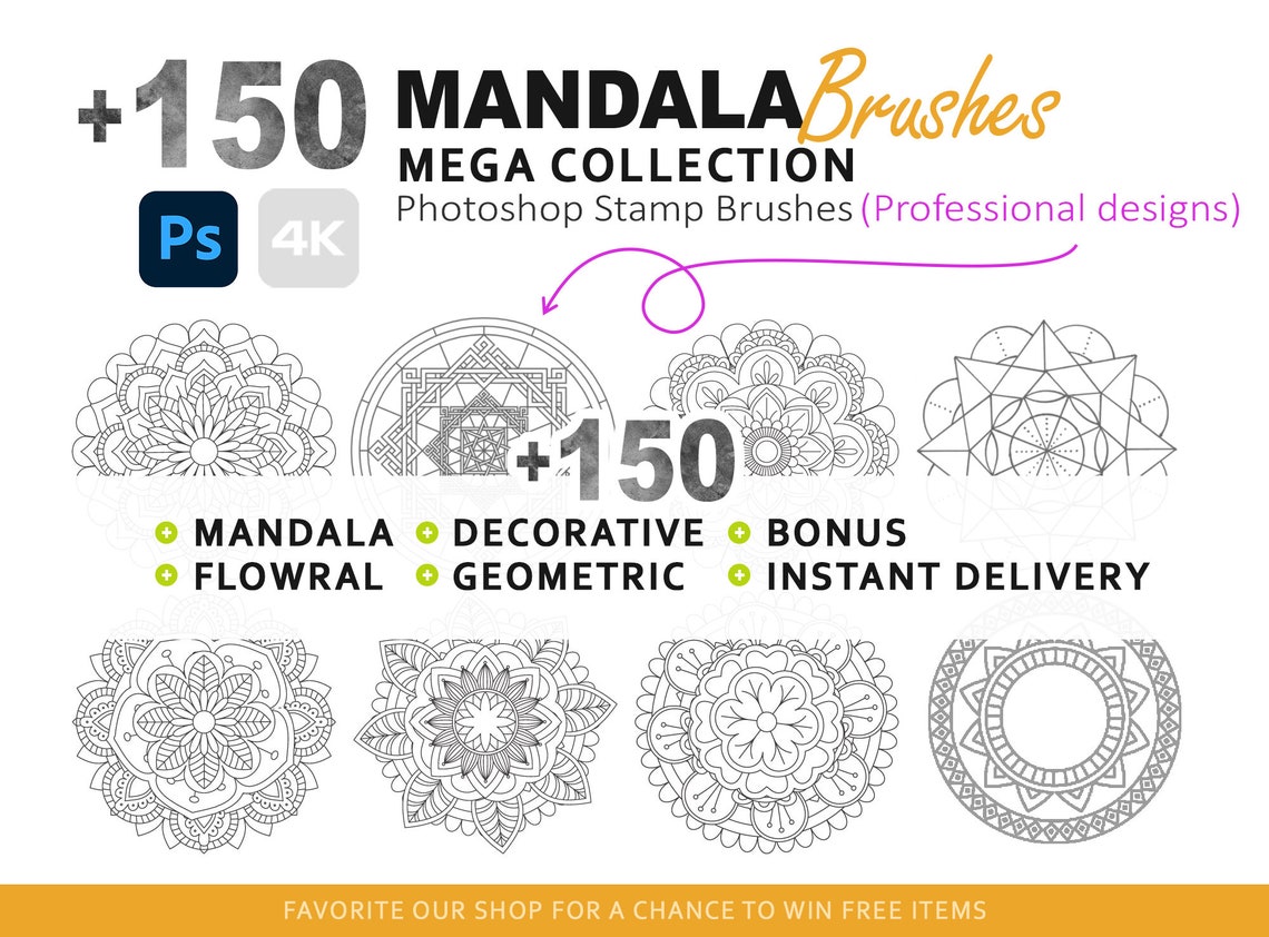 Mandala Brushes Bundle +150 Collection for Photoshop - Etsy