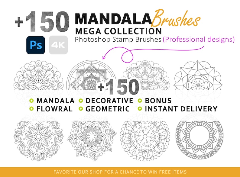 Mandala Brushes Bundle +150 Collection for Photoshop - Etsy