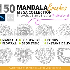 Mandala Brushes Bundle +150 Collection for Photoshop - Etsy