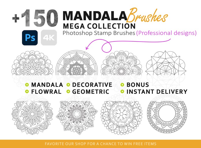 Mandala Brushes Bundle +150 Collection for Photoshop - Etsy