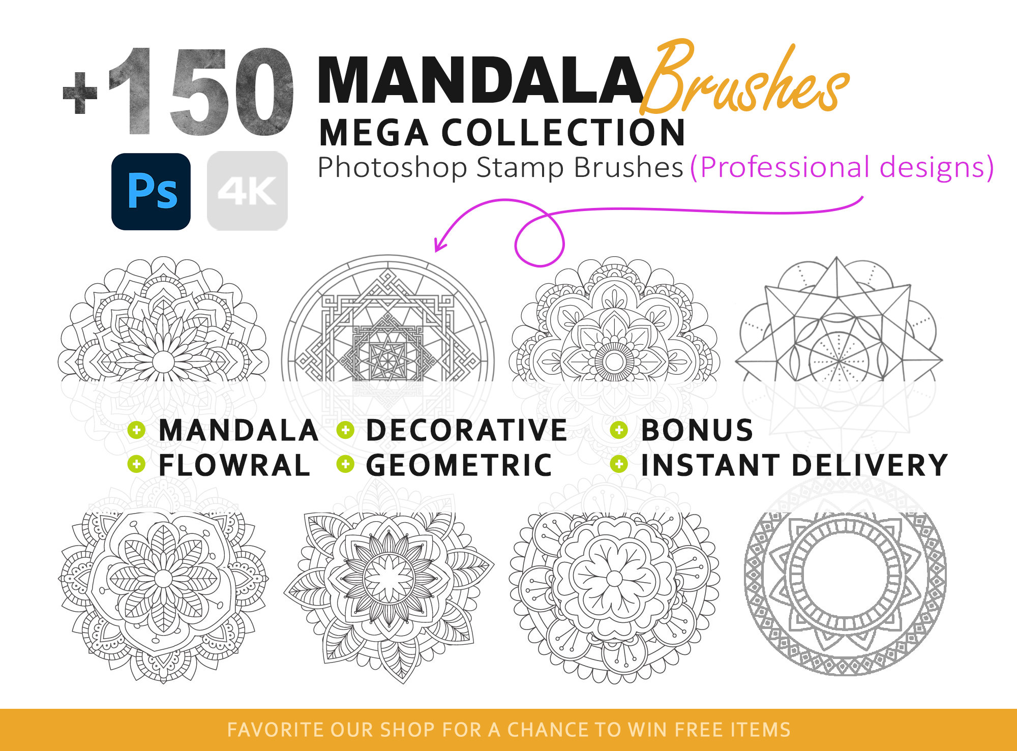 Mandala Brushes Bundle +150 Collection for Photoshop - Etsy