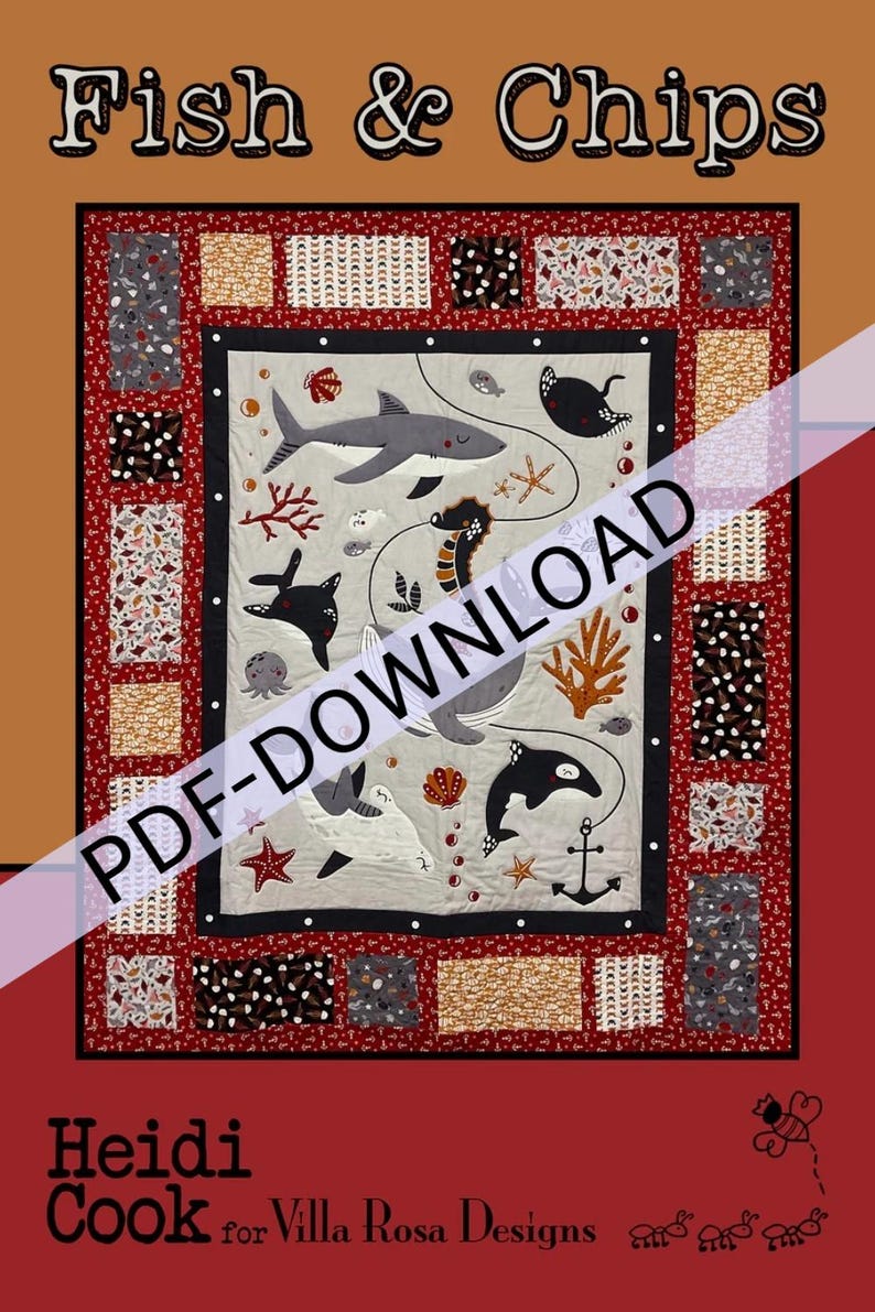 Fish & Chips Quilt Pattern: Ocean Animals Design (PDF Download) - Etsy
