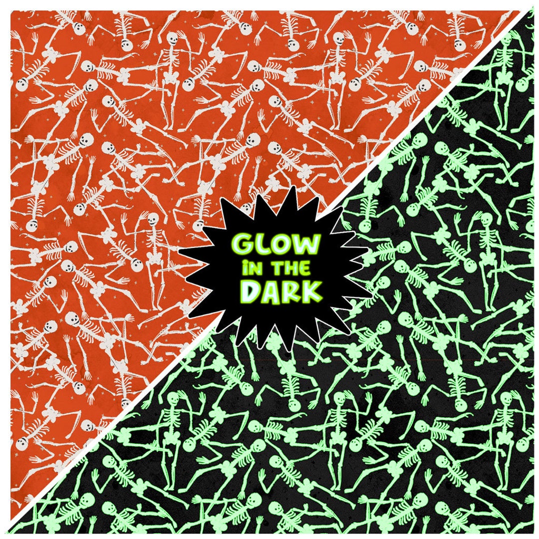 Toil & Trouble by Heatherlee Chan for Clothworks Glowing Skeletons on ...