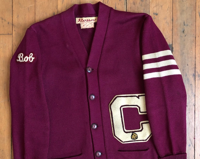 Vintage 1950s Letterman Cardigan Sweater - Etsy