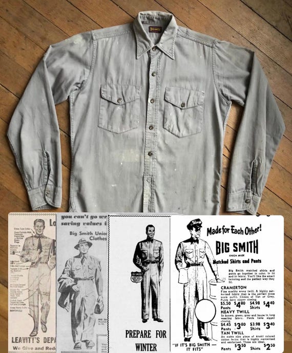 Vintage 1950s Big Smith well worn work shirt - Gem