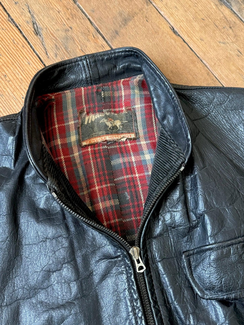 Vintage 1940s Black Horsehide Leather Belted Back Jacket - Etsy