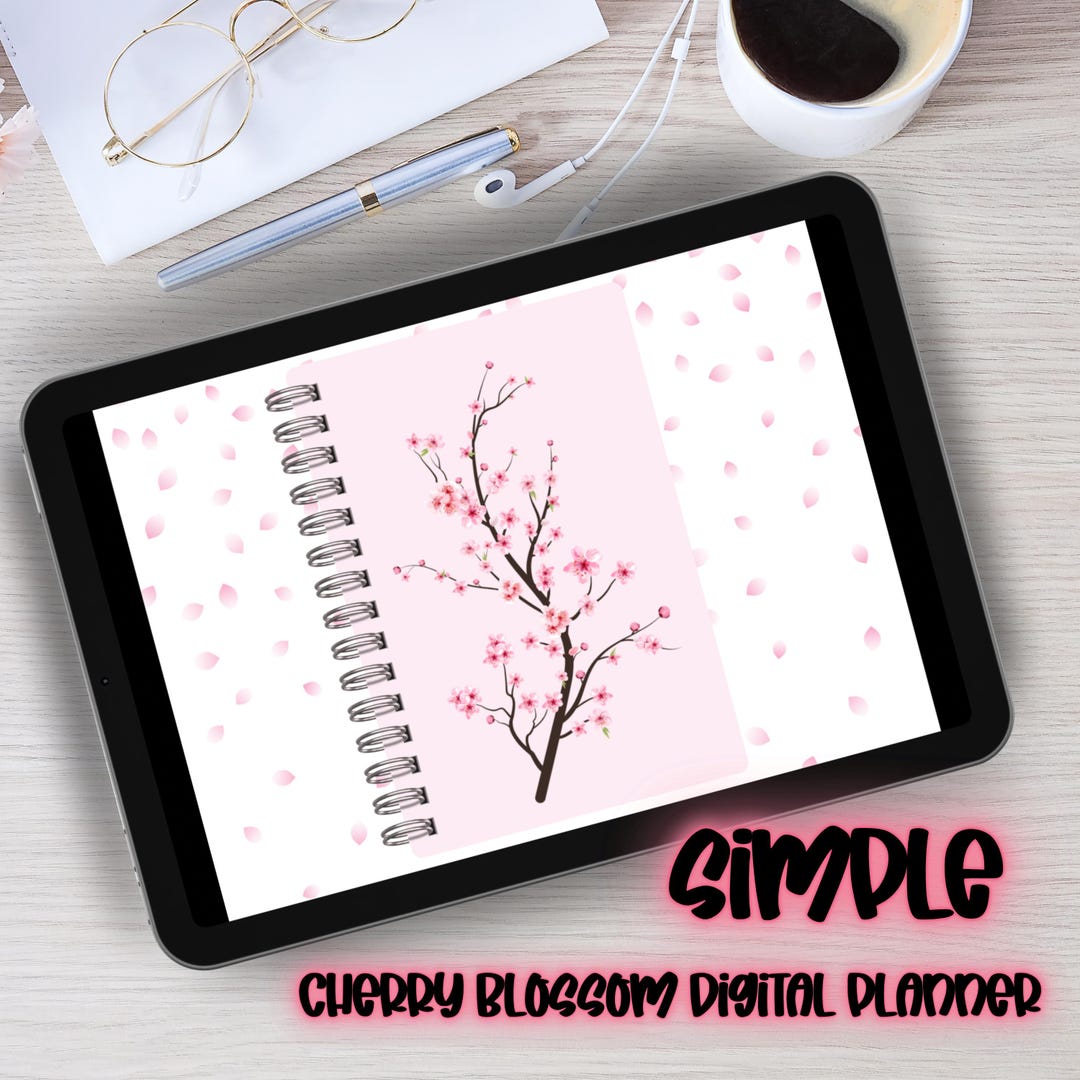 Cherry Blossom Digital Planner: Pink Sakura Theme, Bonus Stickers ...