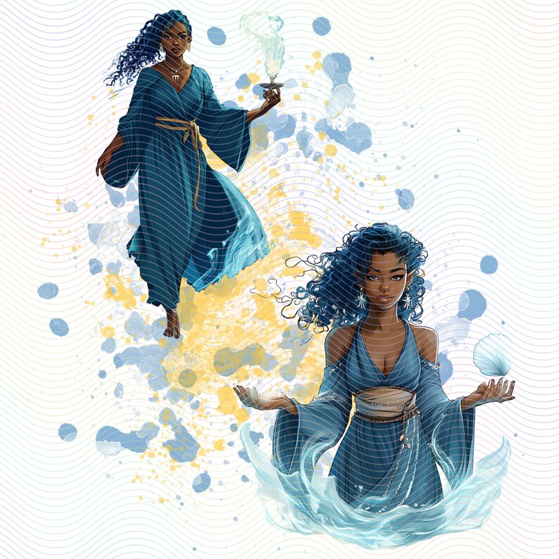 Water Goddess Clipart: Witchy Ocean PNG Bundle (digital Download) - Etsy