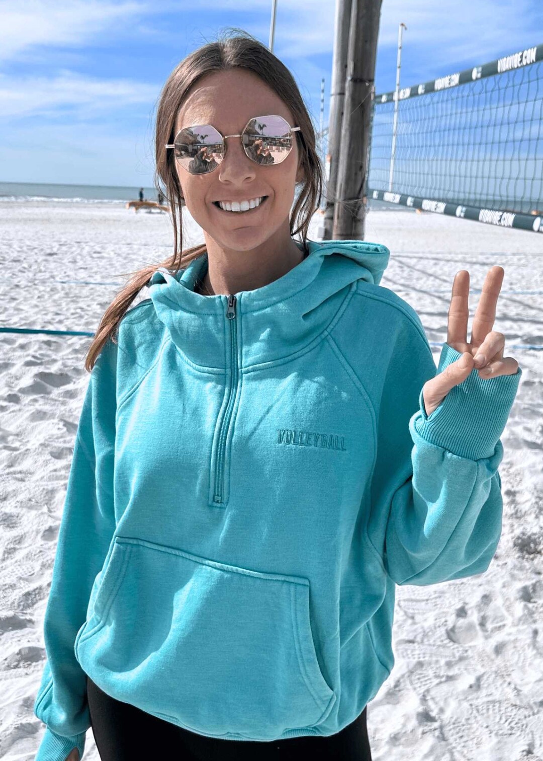 Teal Volleyball Oversized Quarter Zip Hoodie - Etsy