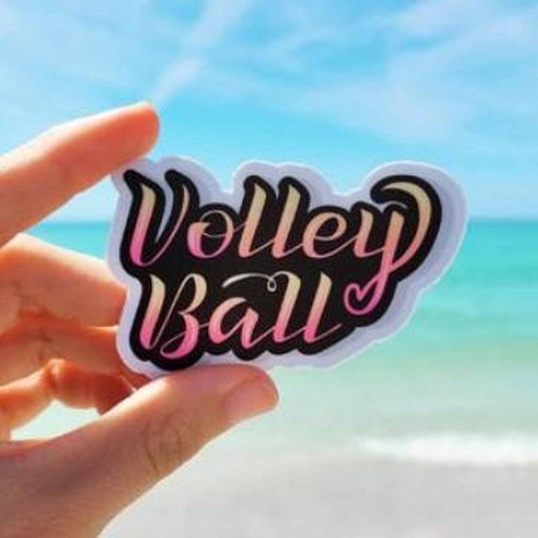 Volleyball Sticker Pink & Yellow Heart, Stickers, Volleyball Sticker ...