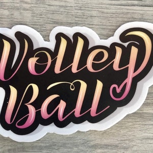 Volleyball Sticker Pink & Yellow Heart, Stickers, Volleyball Sticker ...