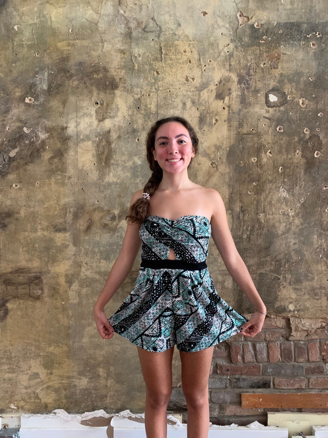 1990s Flirty Keyhole Romper . Mesmerized .- Medium - Etsy