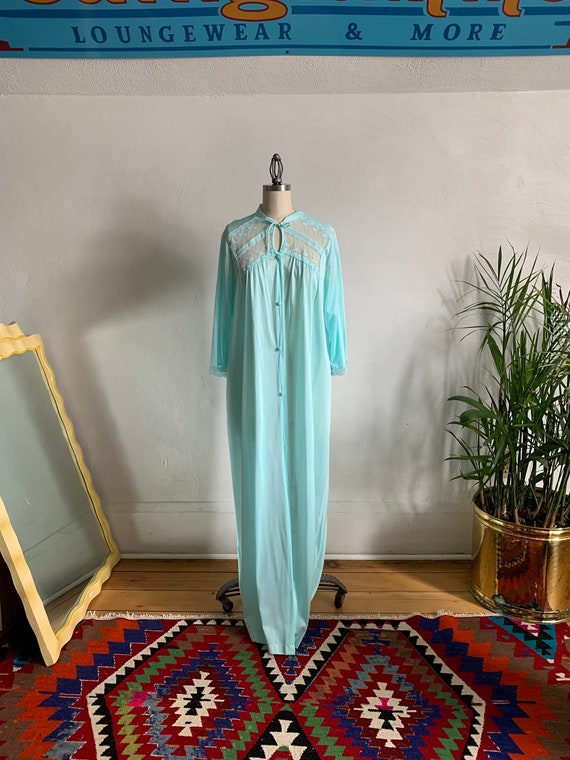 1970s Dreamy Sky Blue Housecoat . Deadstock . - large - Gem