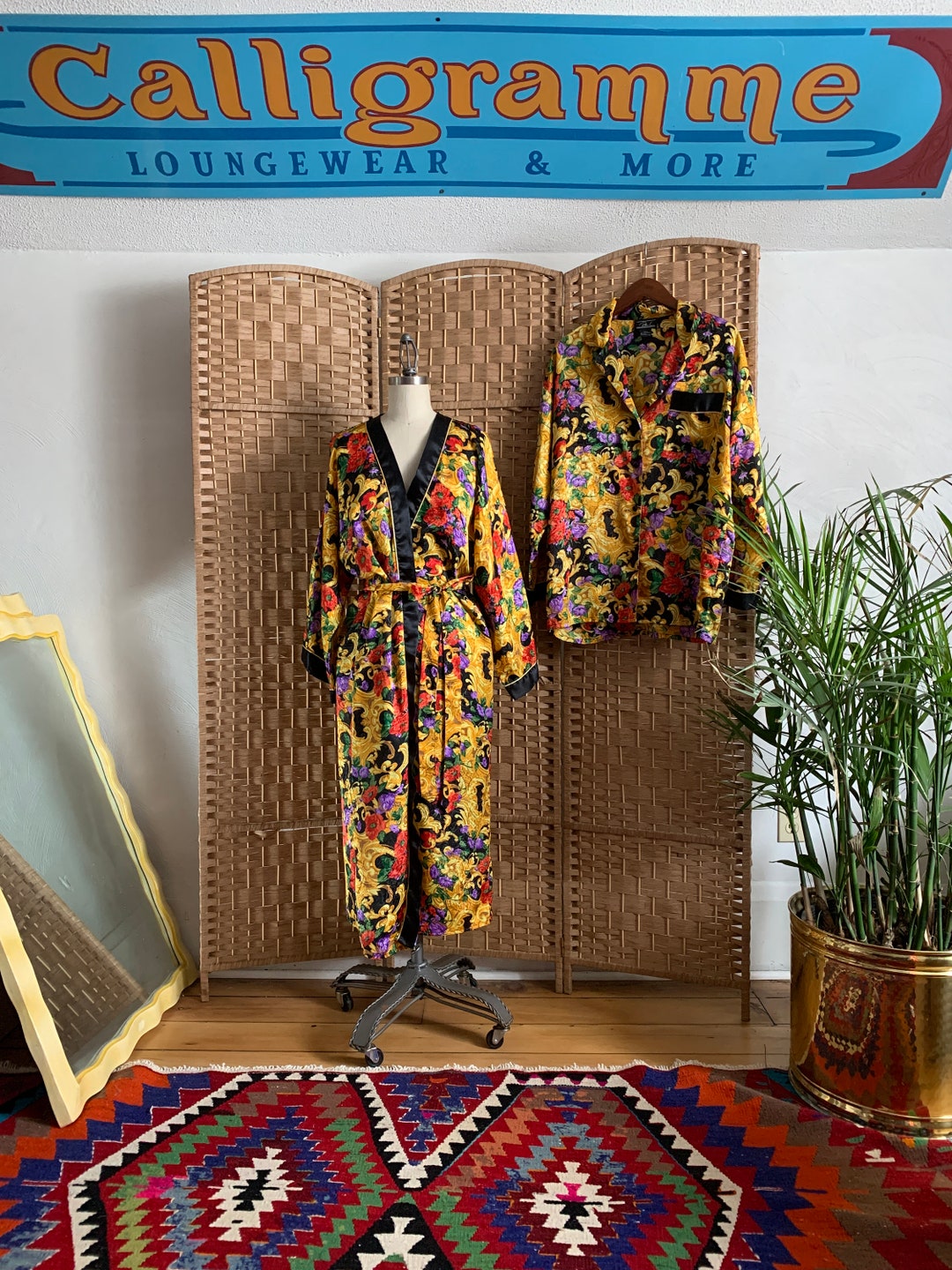 1980s Rich Patterned Pajama Set . Dora C . Small / Medium - Etsy