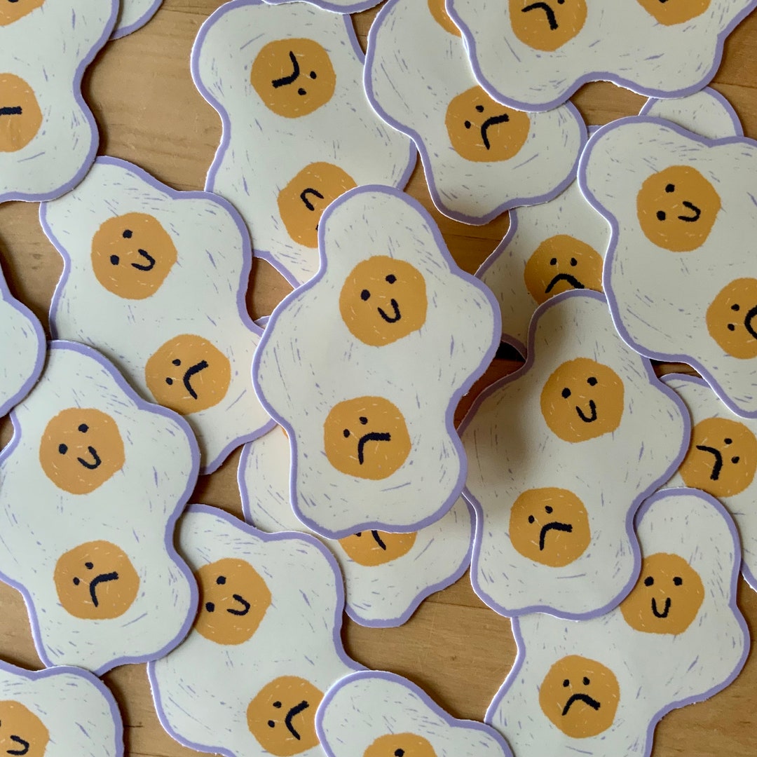 Egg Sticker. Happy Sad. Food Decal - Etsy
