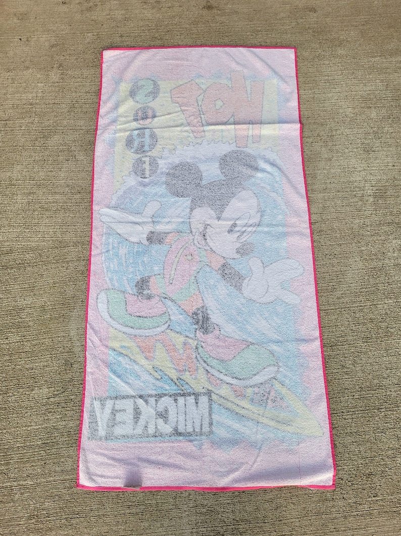 Vintage Walt Disney Mickey Mouse Beach Towel Hot Surf Mickey - Etsy