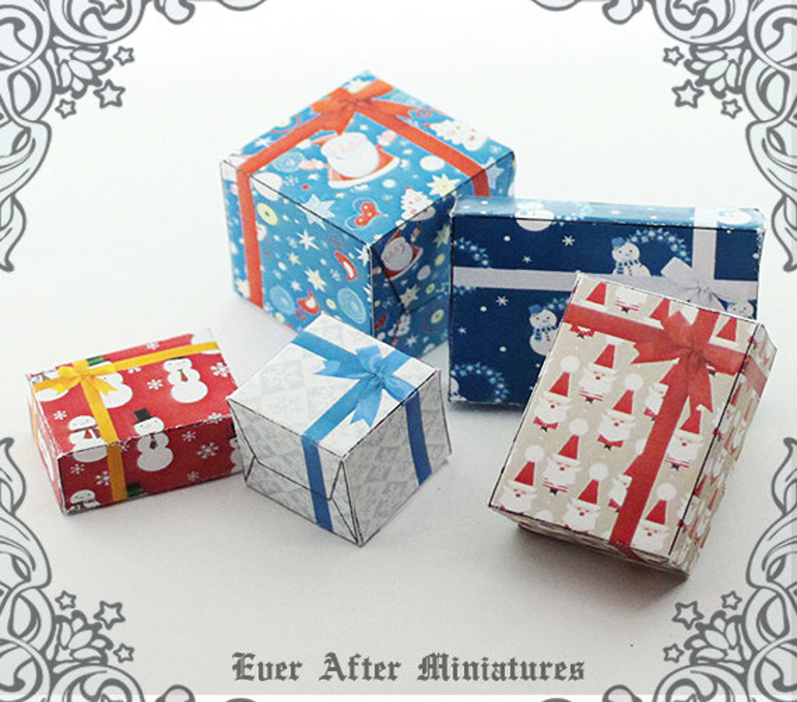 5 Miniature Christmas Gift Box Set 1:12 Santa Claus Snowman - Etsy