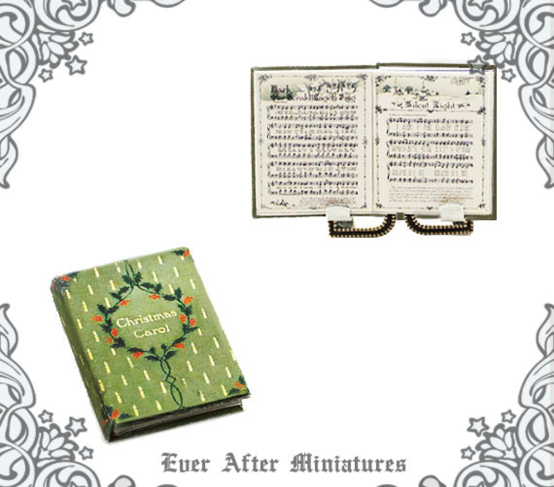 2 CHRISTMAS CAROLS Miniature Book –1:12 Christmas Carols Music Sheet ...