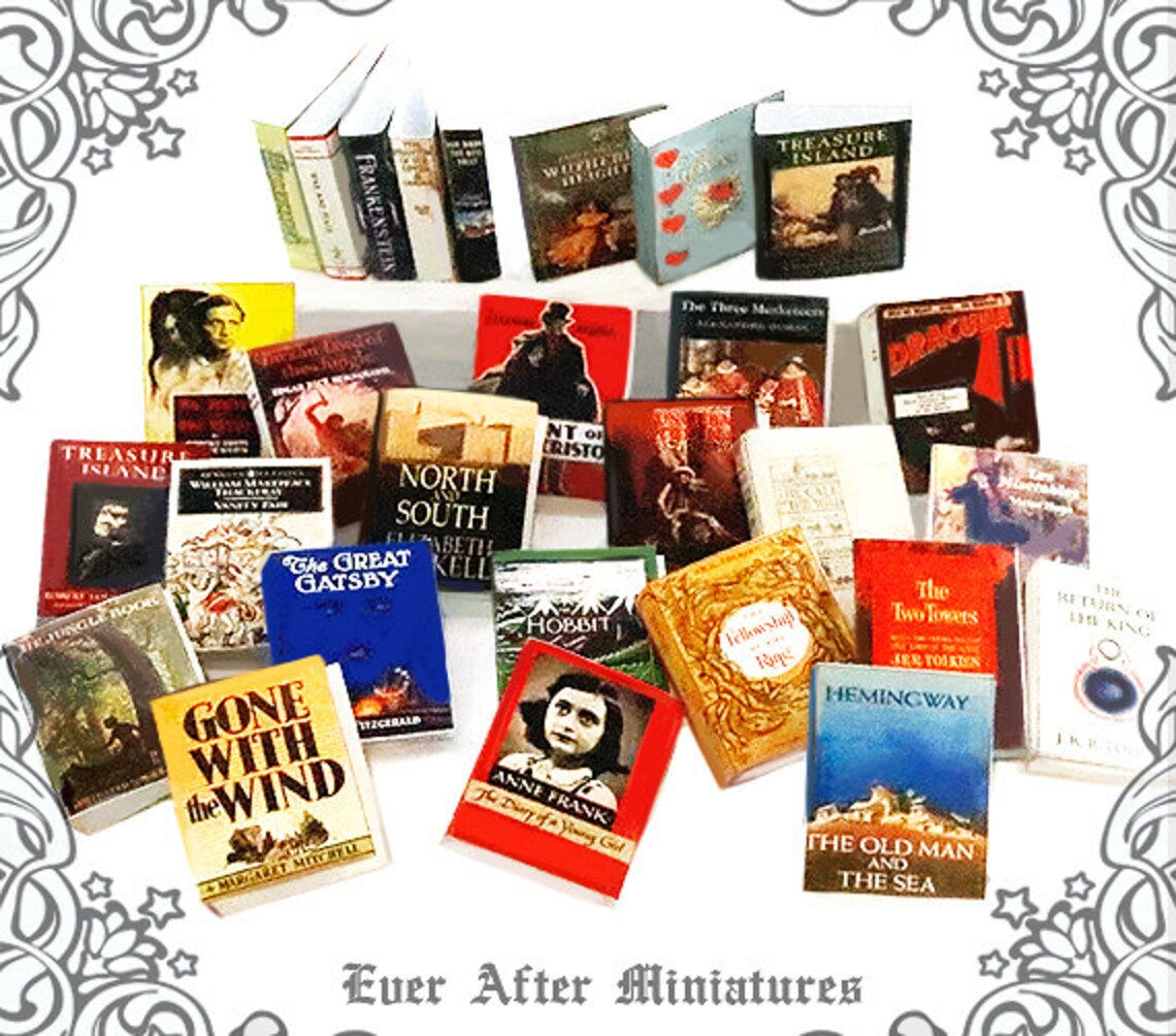28 NOVEL Dollhouse Miniature Book Cover Set 14 1:12 - Etsy