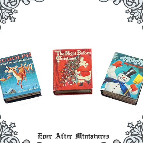 3 Christmas Dollhouse Miniature Book Set B 1:12 Full Set of | Etsy