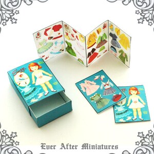 SUZY Miniature Paper Doll – 1:12 Blue Vintage Dollhouse Miniature DIY ...